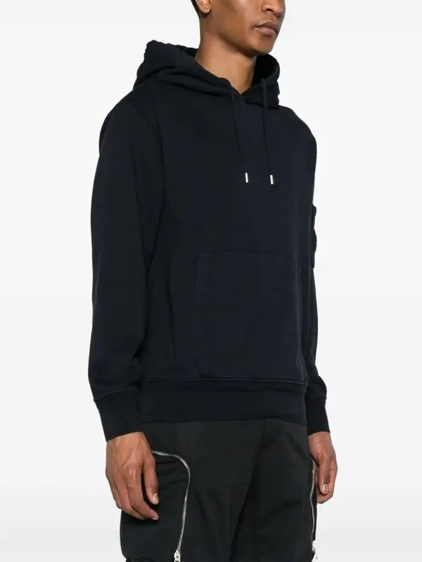 C.P. COMPANY Diagonal Fleece Cotton Hoodie - Blue