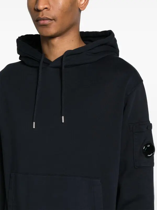C.P. COMPANY Diagonal Fleece Cotton Hoodie - Blue
