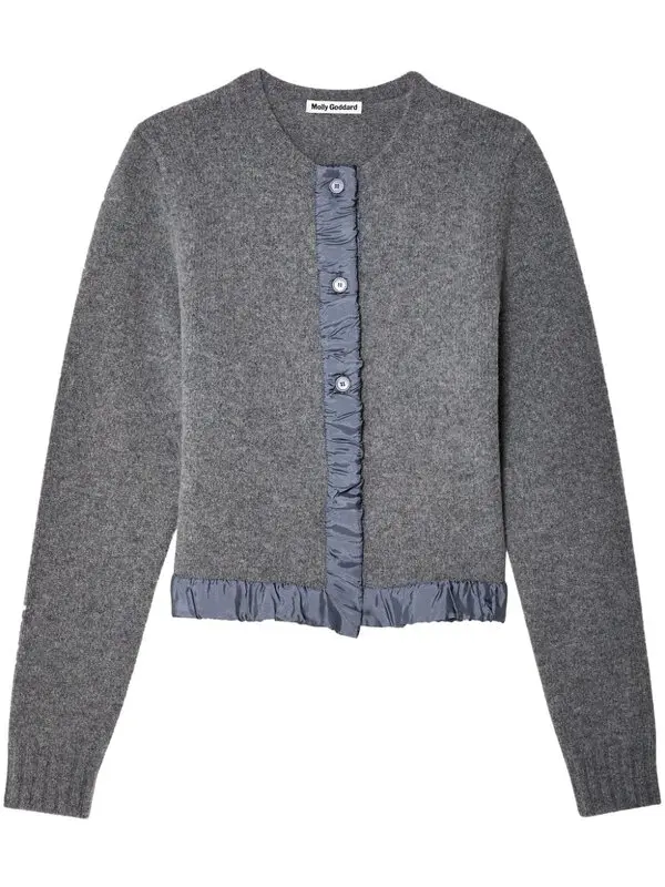Molly Goddard Anya Atin-Trim Cardigan - Grey | Editorialist
