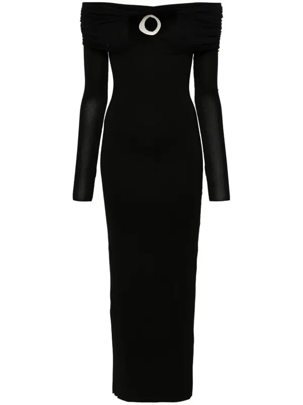 MANURI Amara Buckle Maxi Dress - Black