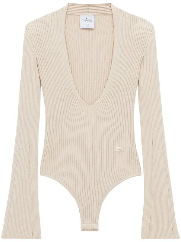 COURREGES Ribbed-knit Bodysuit - Neutrals
