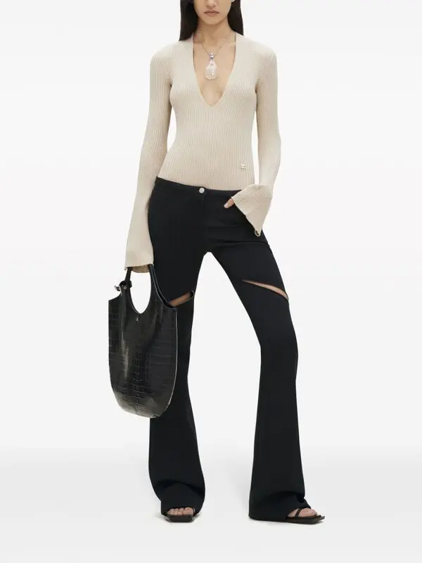 COURREGES Ribbed-knit Bodysuit - Neutrals
