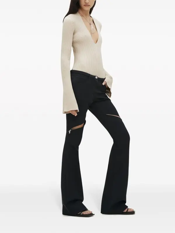 COURREGES Ribbed-knit Bodysuit - Neutrals