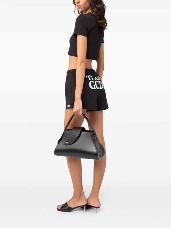 Gcds Logo-embroidered Cropped T-shirt - Black