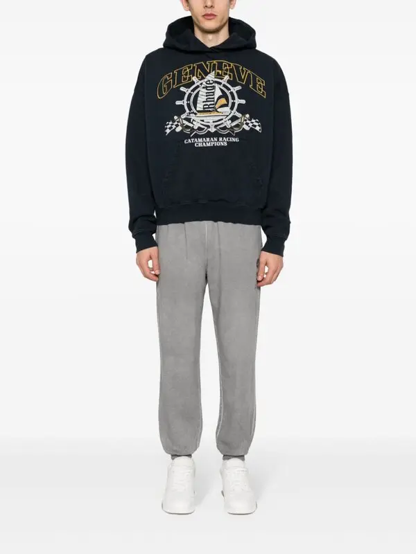 パーカー・フーディ Rhude Nautical-Print Cotton Hoodie Rhude Nautical-Print Cotton Hoodie - Black | Editorialist