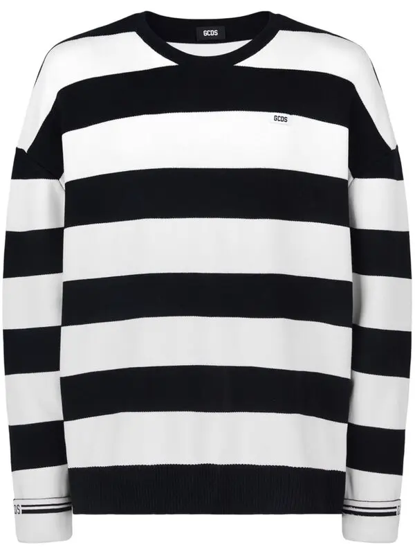 Gcds Striped Logo Appliqué Sweatshirt - Black