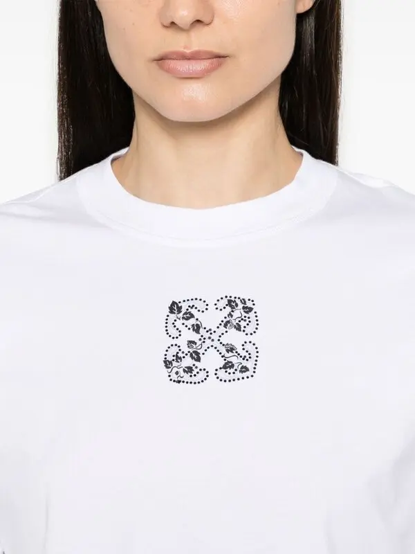 Off-White Bling Leaves Arrow Crop T-shirt