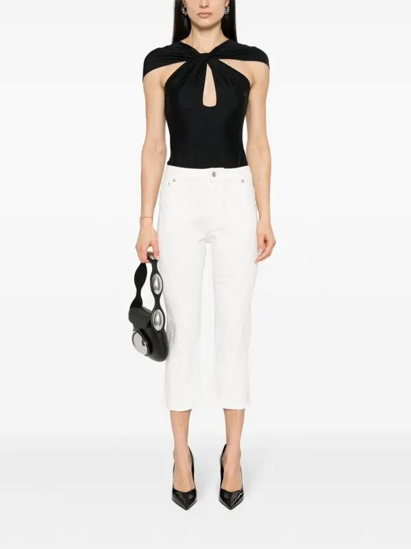 MUGLER High-rise Cropped Jeans - White