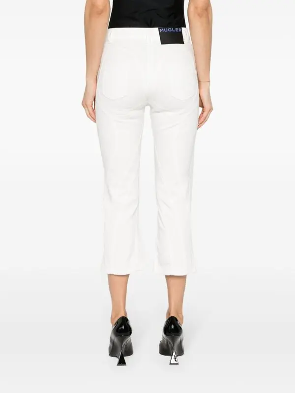 MUGLER High-rise Cropped Jeans - White