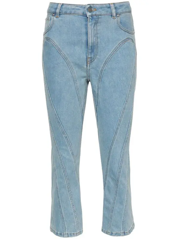 MUGLER High-rise Cropped Jeans - Blue