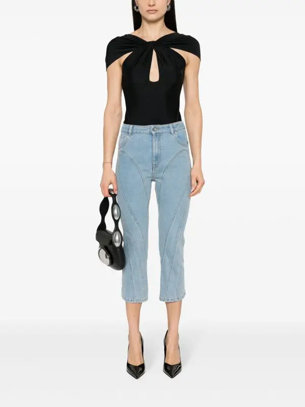 MUGLER High-rise Cropped Jeans - Blue