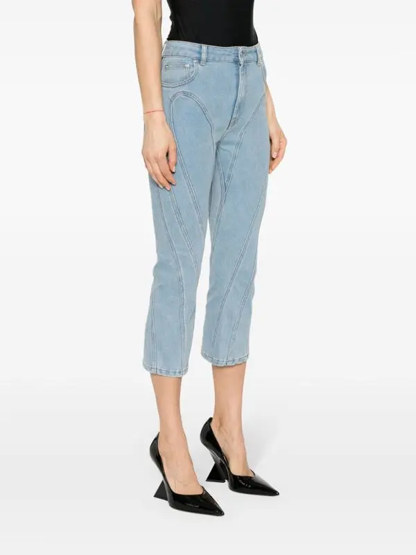 MUGLER High-rise Cropped Jeans - Blue