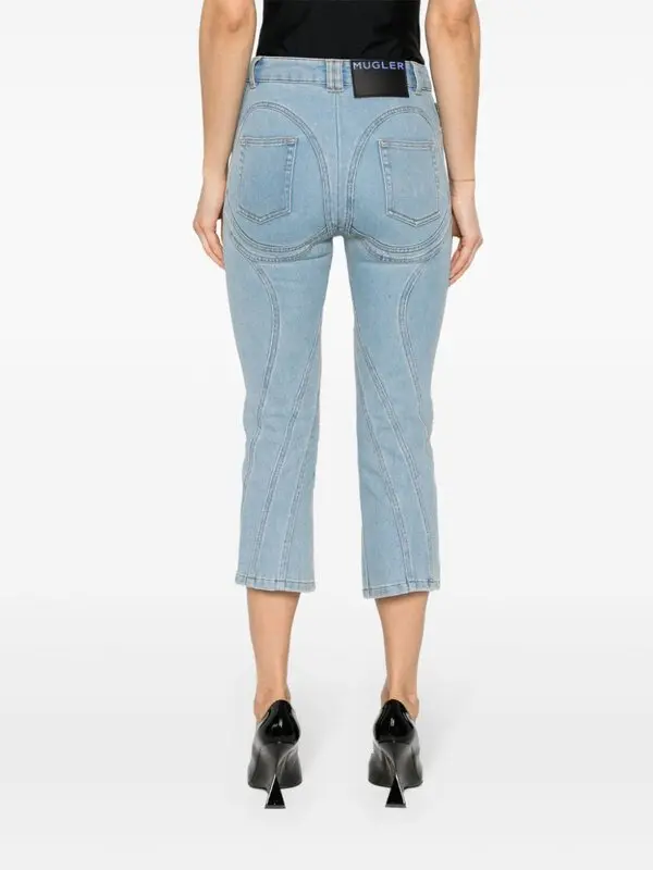 MUGLER High-rise Cropped Jeans - Blue