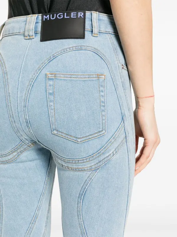 MUGLER High-rise Cropped Jeans - Blue