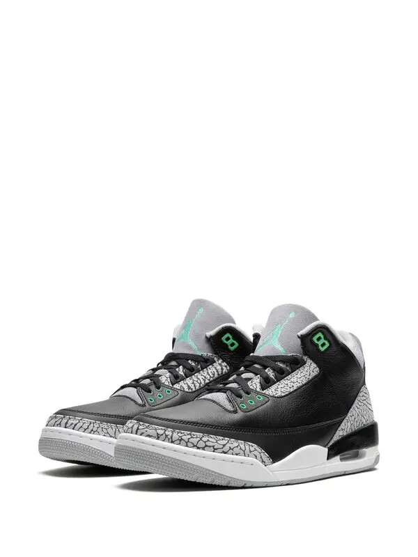 JORDAN Air 3 Retro Green Glow Sneakers - Black