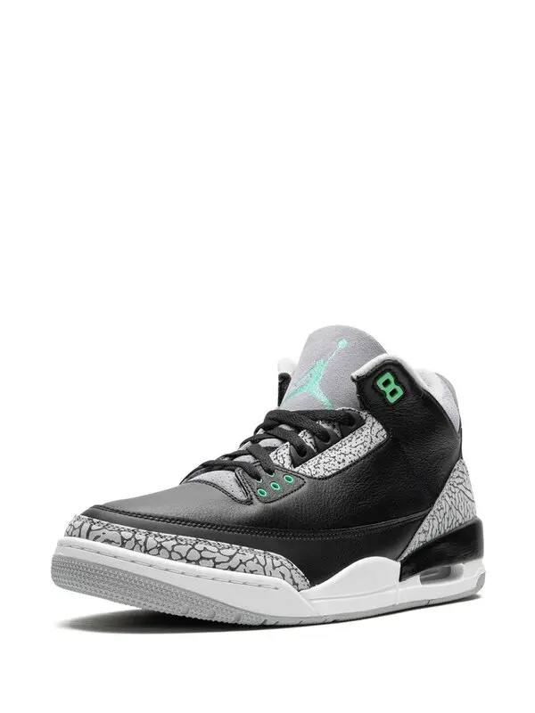 JORDAN Air 3 Retro Green Glow Sneakers - Black