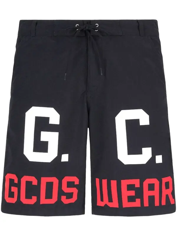 Gcds Logo-print Drawstring Swim Shorts - Black
