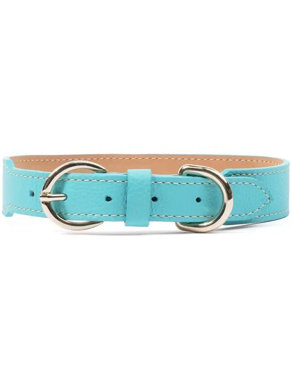 SPORTY & RICH Double-buckled Leather Dog Collar - Blue