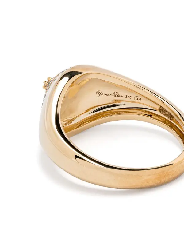 Yvonne Léon 9kt Yellow Diamond And Onyx Signet Ring
