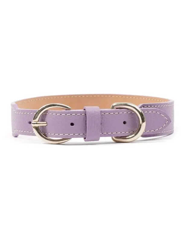 SPORTY & RICH Double-buckled Leather Dog Collar - Purple
