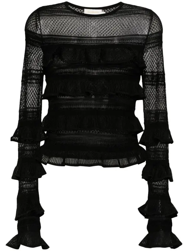 Zimmermann Natura Frill Ruffled Top - Black