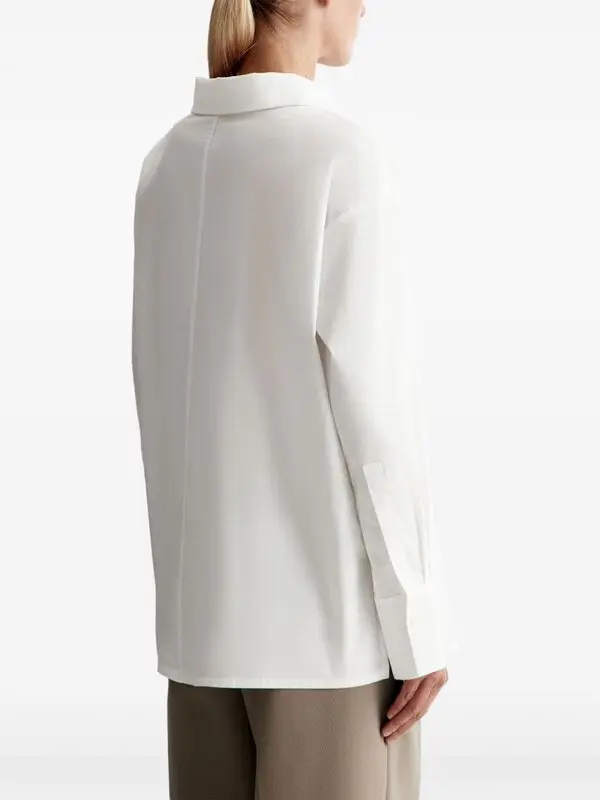 12 STOREEZ High-neck Cotton Zip Shirt
