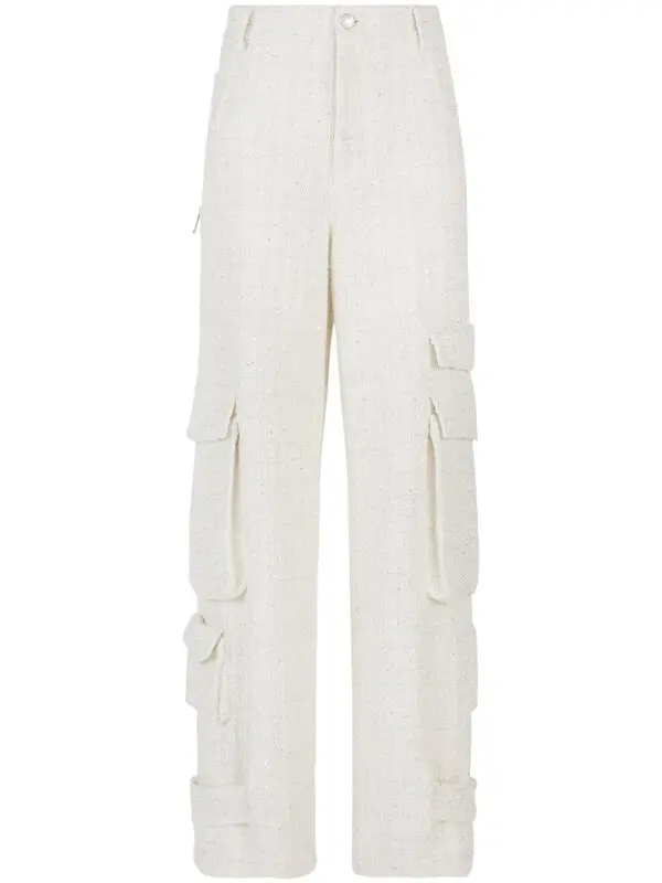 Gcds Sequin-embellished Tweed Cargo Trousers