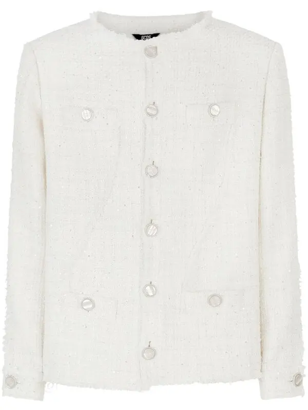 Gcds Sequin-embellished Tweed Jacket - White