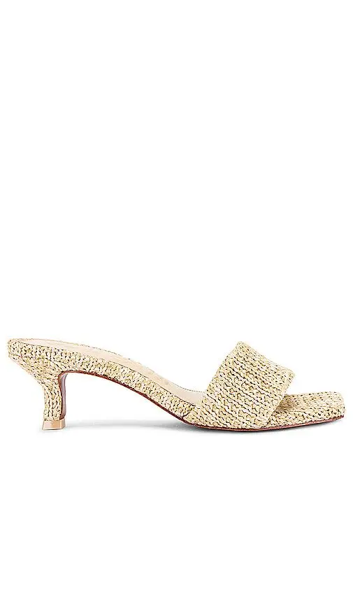 Cult Gaia Raffia Square Toe Kitten Heel Sandals - Natural
