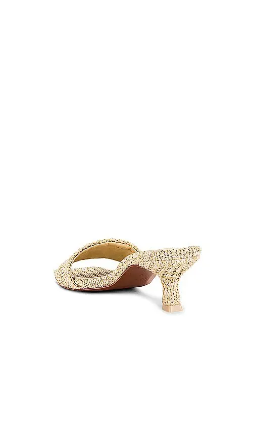 Cult Gaia Raffia Square Toe Kitten Heel Sandals - Natural