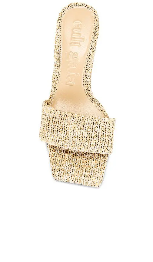 Cult Gaia Raffia Square Toe Kitten Heel Sandals - Natural