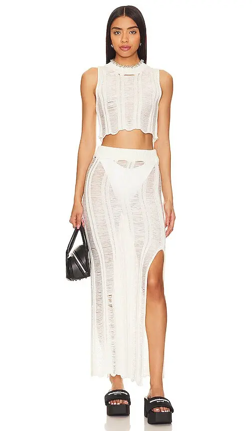 Superdown Tayla Maxi Skirt Set - White