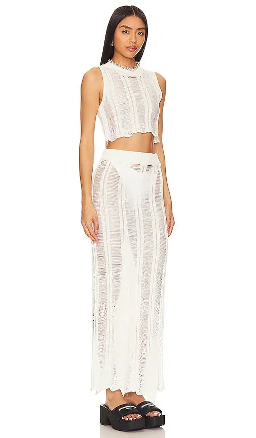 Superdown Tayla Maxi Skirt Set - White