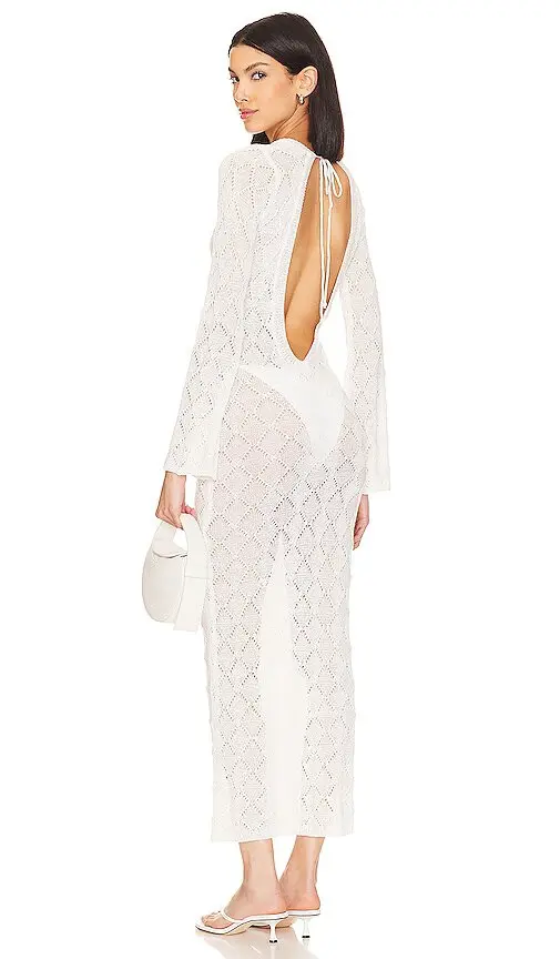MORE TO COME Dylan Deep V Maxi Dress - Ivory