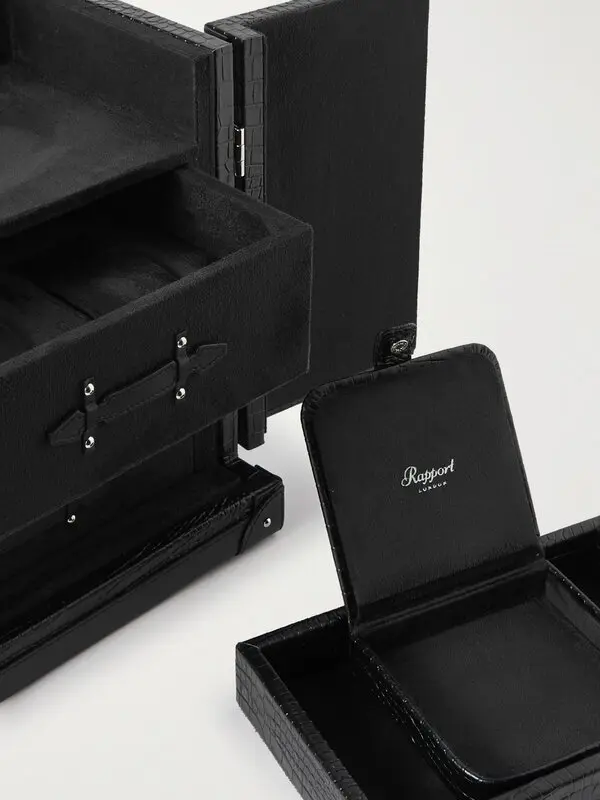 RAPPORT LONDON Brompton Croc-effect Leather Accessory Trunk - Black