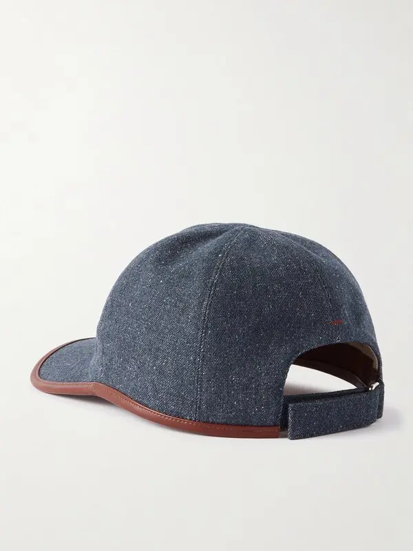 Loro Piana Leather-trimmed Denim Baseball Cap - Blue