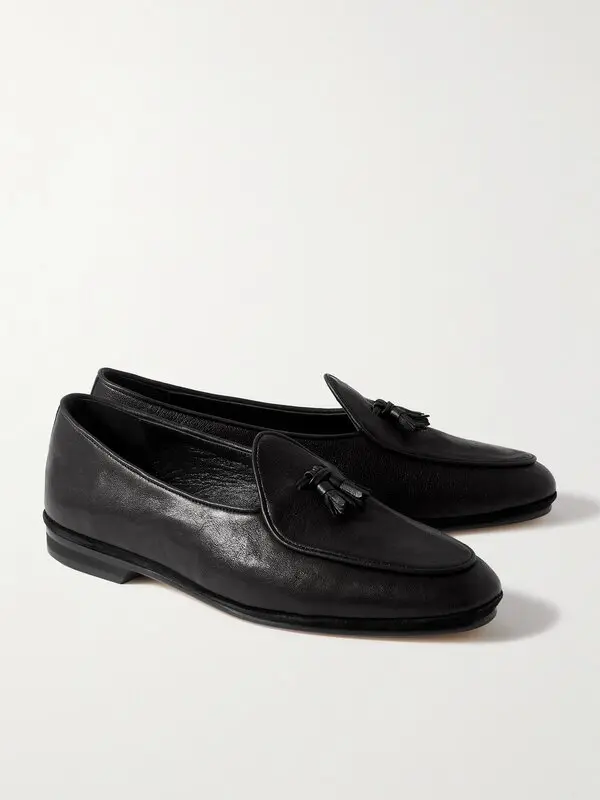 Rubinacci Marphy Tasselled Leather Loafers - Black
