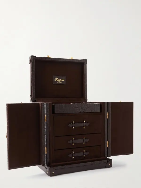RAPPORT LONDON Brompton Croc-effect Leather Accessory Trunk - Brown