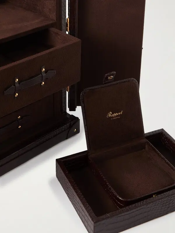 RAPPORT LONDON Brompton Croc-effect Leather Accessory Trunk - Brown