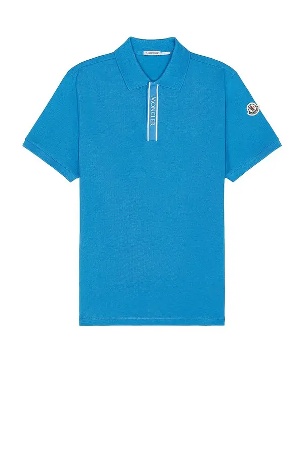 Moncler Short Sleeve Polo In Blue - Azure
