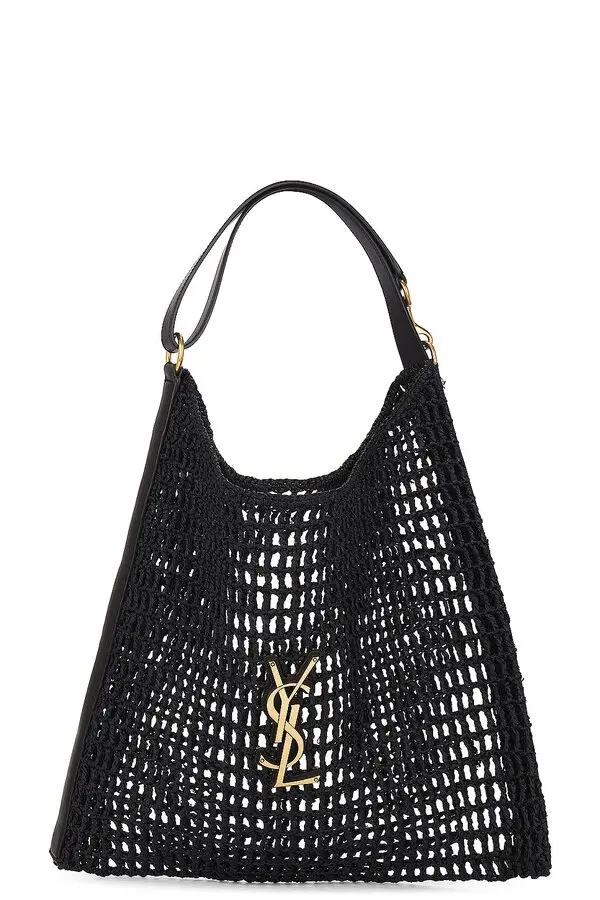 Saint Laurent Raffia Shoulder Bag - Nero