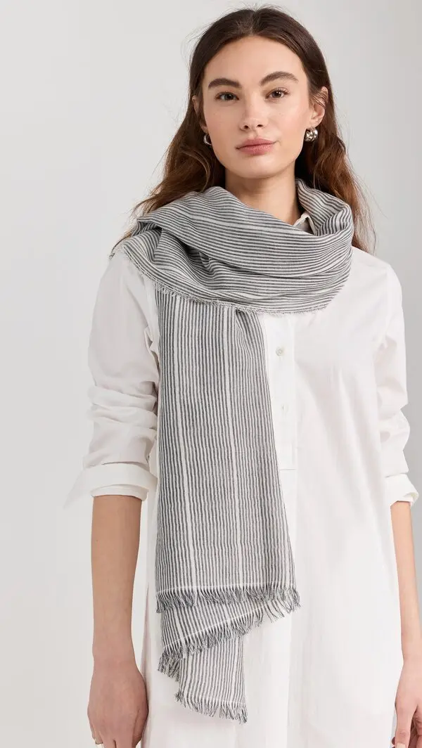 Vince Cotton Micro Stripe Scarf