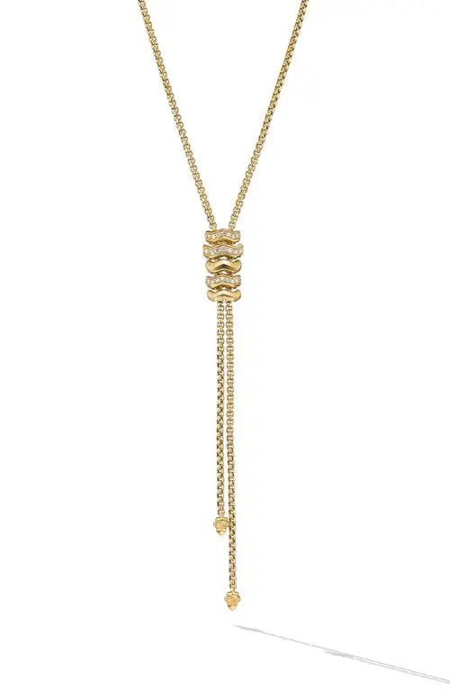 David Yurman Stax Zig Zag Y Necklace With Diamonds - 18k Yellow Gold