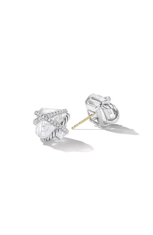 David Yurman Cable Wrap Stud Earrings - Sterling Silver/crystal