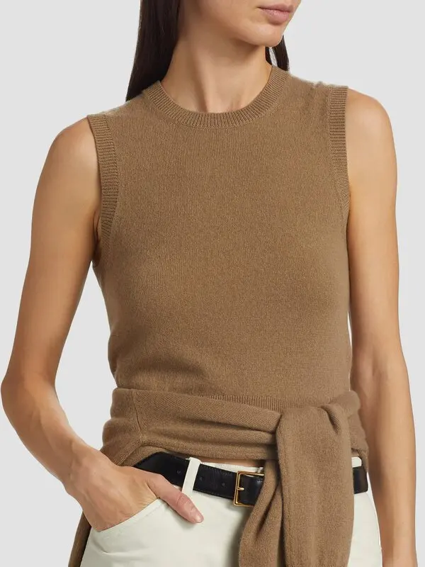 NILI LOTAN May Cashmere Sweater Vest - Tan