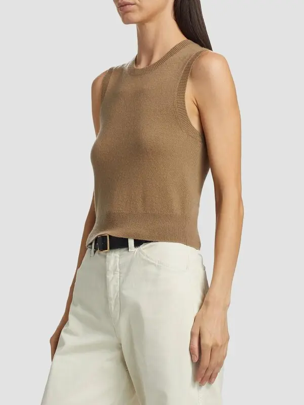 NILI LOTAN May Cashmere Sweater Vest - Tan