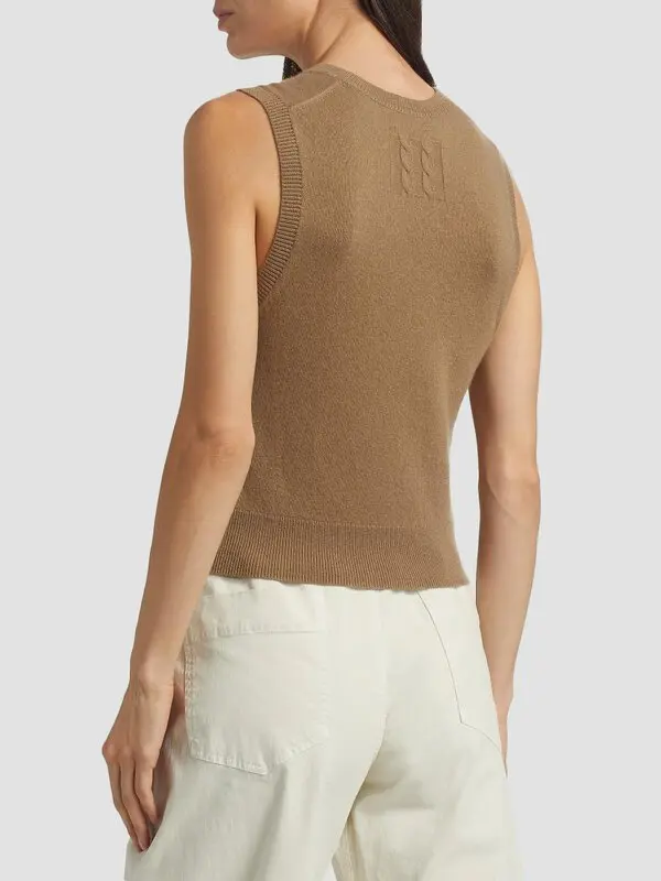 NILI LOTAN May Cashmere Sweater Vest - Tan