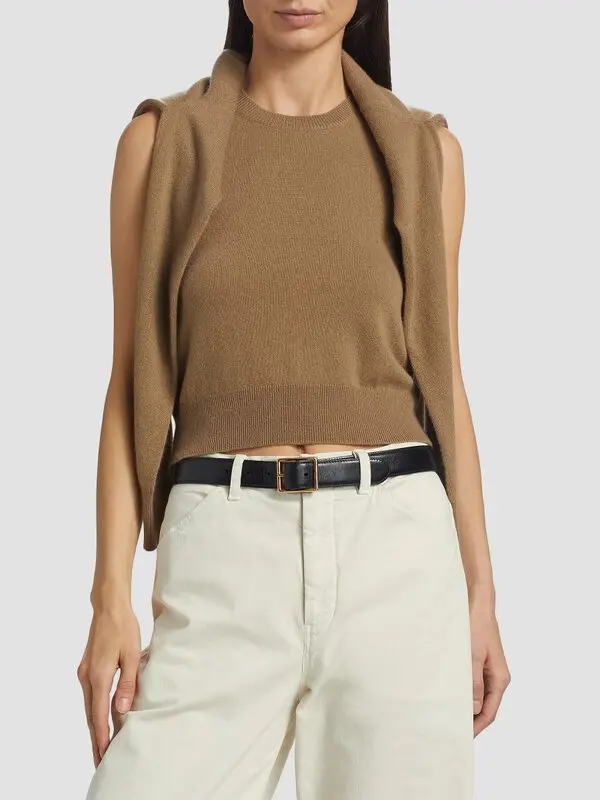 NILI LOTAN May Cashmere Sweater Vest - Tan