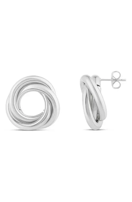 SHYMI Triple Twist Round Stud Earrings - Silver