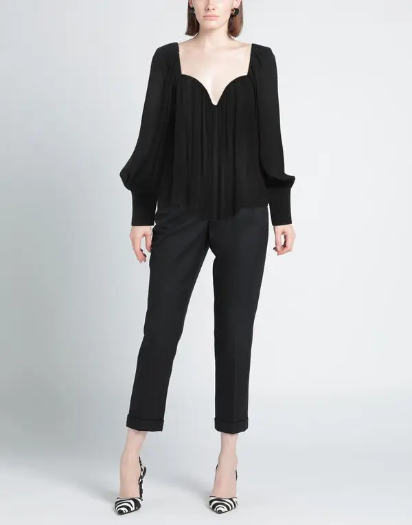 Pinko Viscose Crepe Sweetheart Neckline Long Sleeve Top